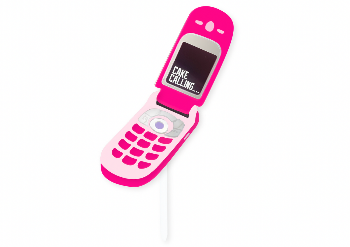 HOT PINK FLIP PHONE- Cake Topper – Kiki Party Studio