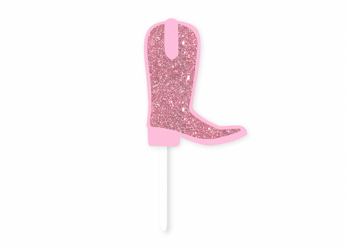 GLITTER PINK COWGIRL BOOT - Cake Topper – Kiki Party Studio