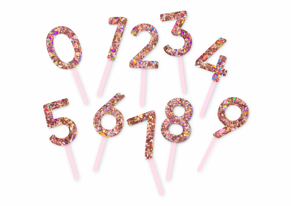 ROSE GOLD GLITTER NUMBER - Cake Topper – Kiki Party Studio
