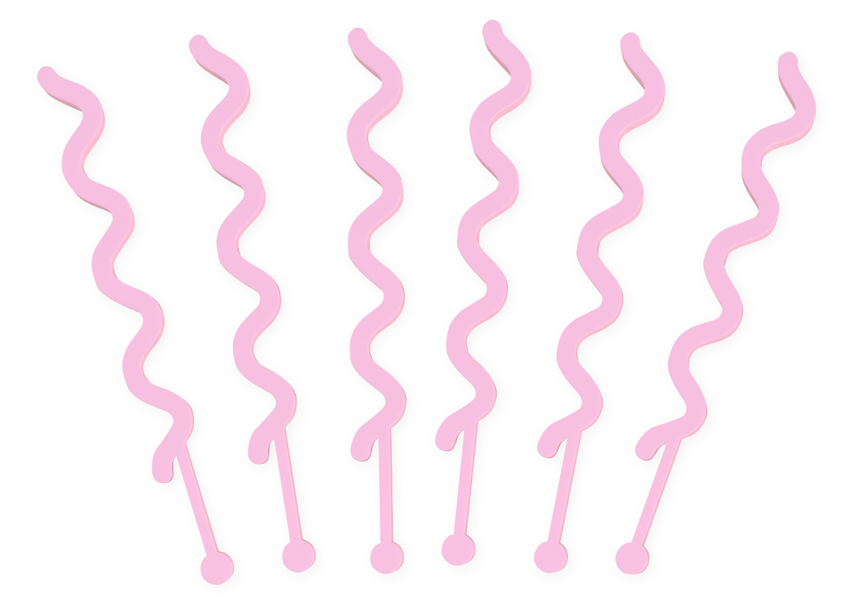 CANDY PINK SQUIGGLE SWIZZLE (set of 6) – Kiki Party Studio