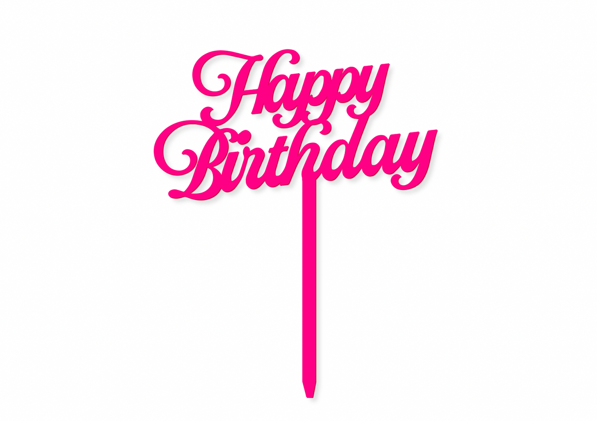 HOT PINK SCRIPT HAPPY BIRTHDAY - Cake Topper – Kiki Party Studio