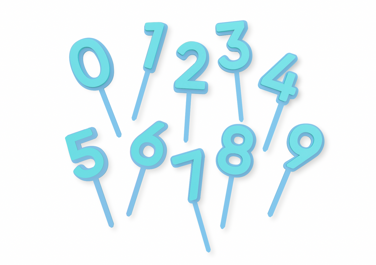 PASTEL MINT + BLUE SHADOW NUMBER - Cake Topper – Kiki Party Studio