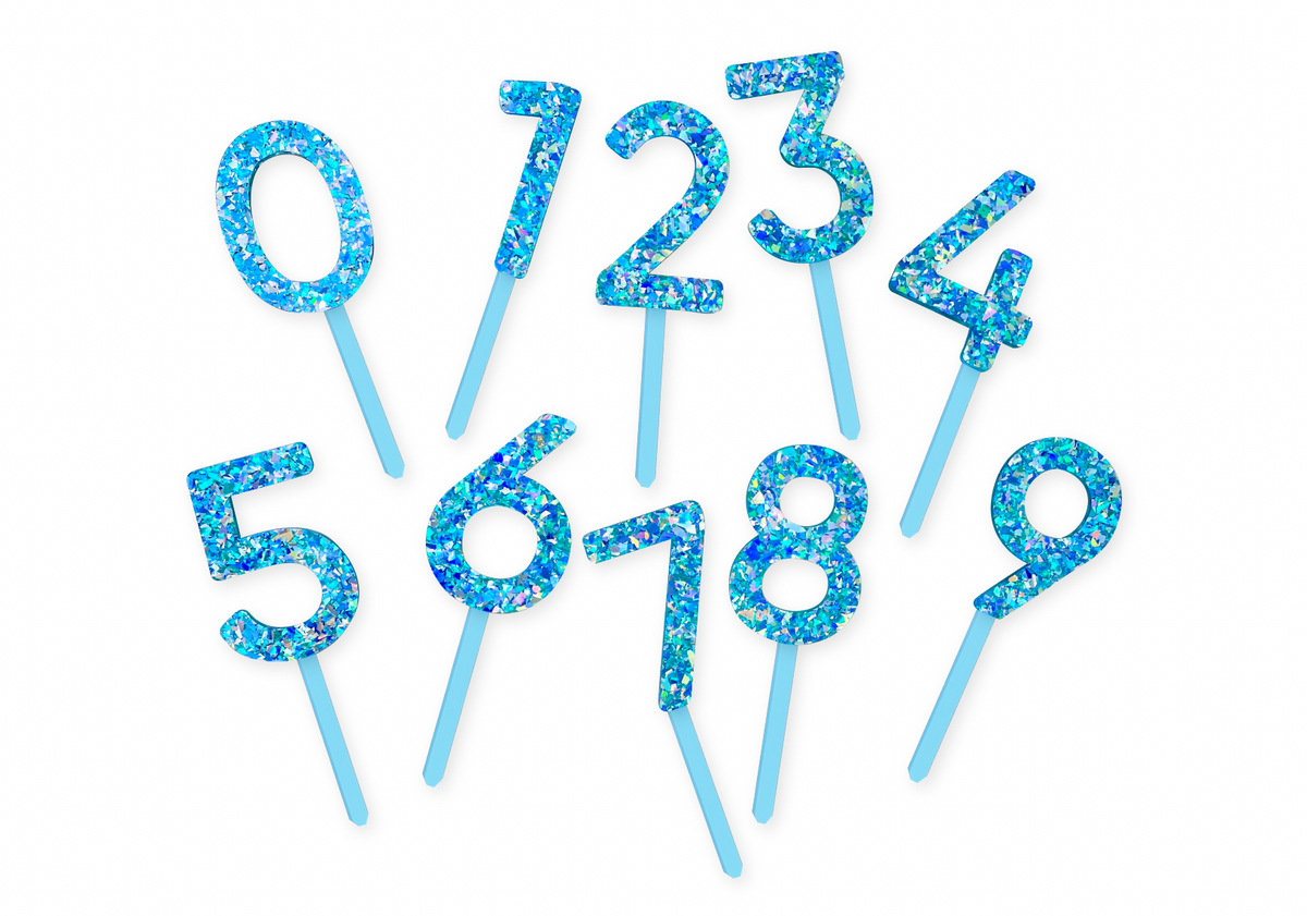 FANCY BLUE GLITTER NUMBER - Cake Topper – Kiki Party Studio